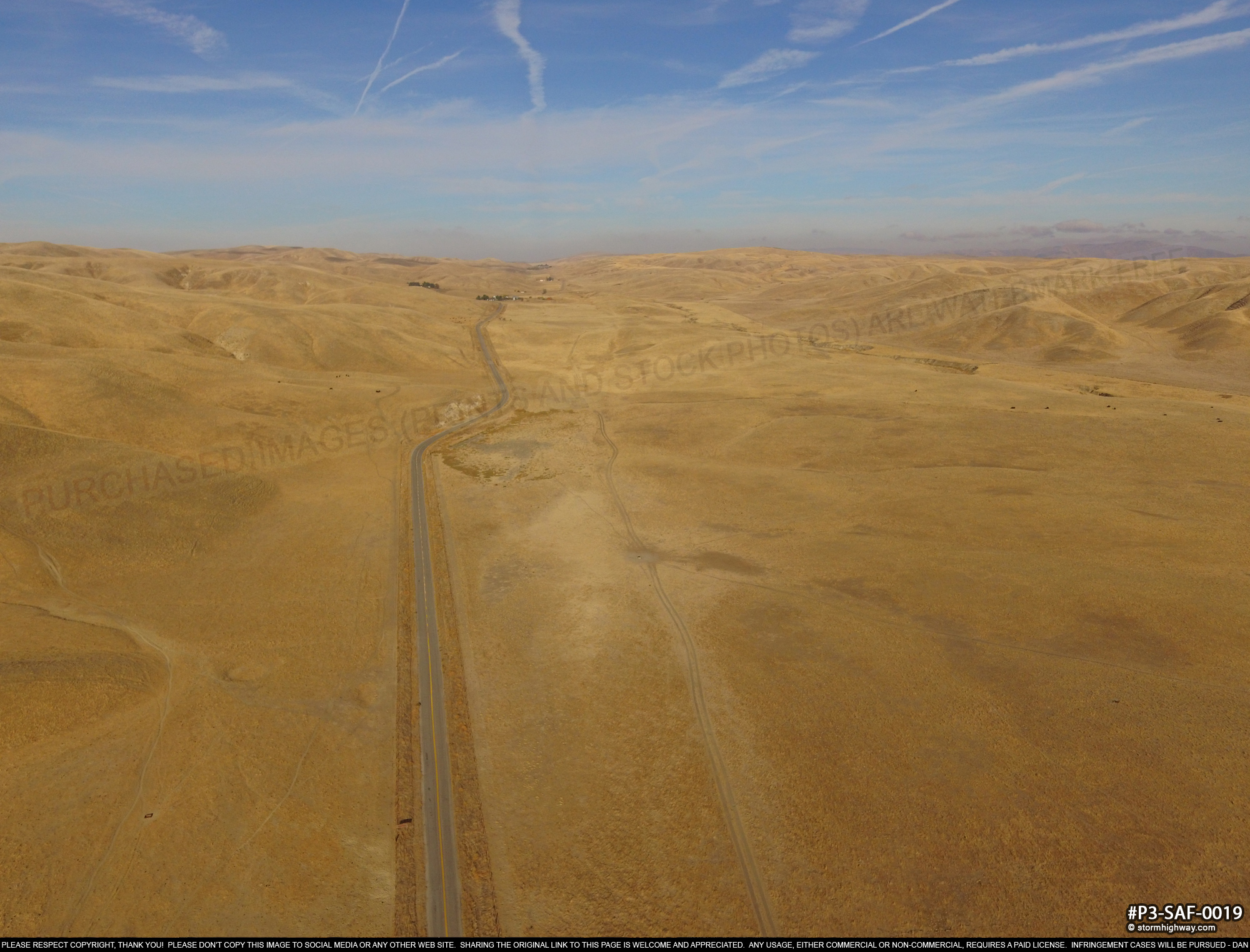 San Andreas Fault aerial view along Bitterwater Road near Annette, CA ...